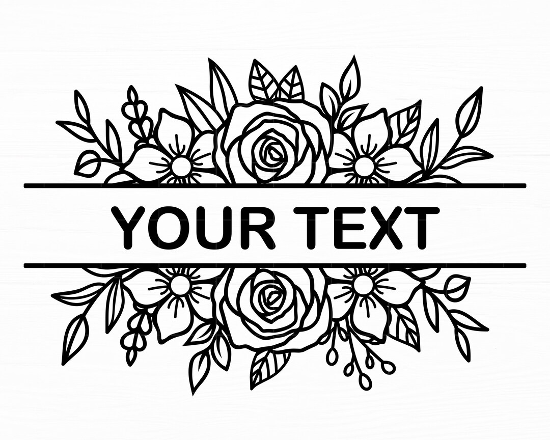 Floral Border Svg Floral Split Monogram Svg Rose Svg Floral Frame Svg ...