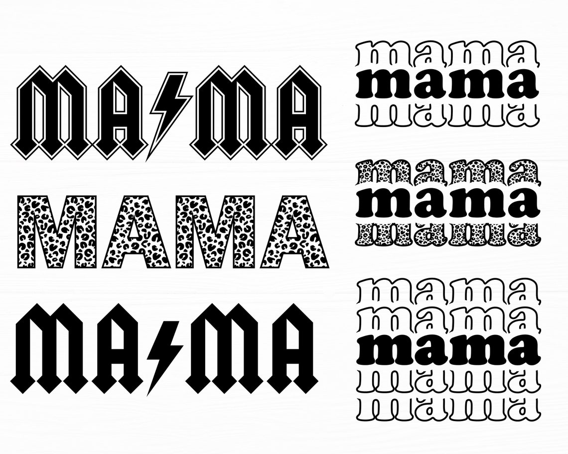 Mama Svg Bundle Rocker Mama Svg Stacked Mama Svg Leopard Mama Svg Mom ...