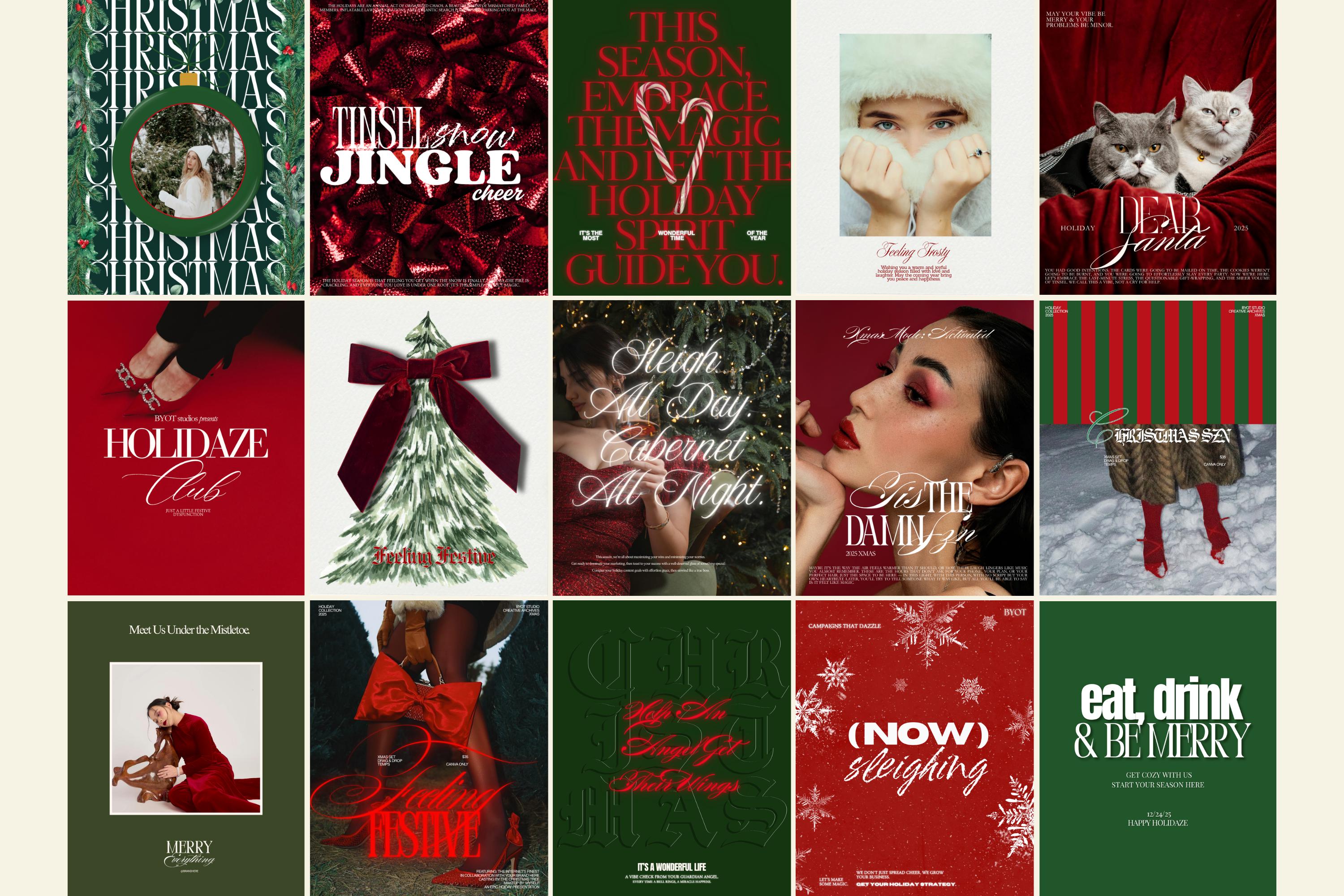 Christmas Instagram Templates: Canva Social Media Set, Editorial ...
