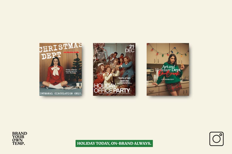Retro Christmas Canva Templates, Holiday Social Media Posts (digital ...
