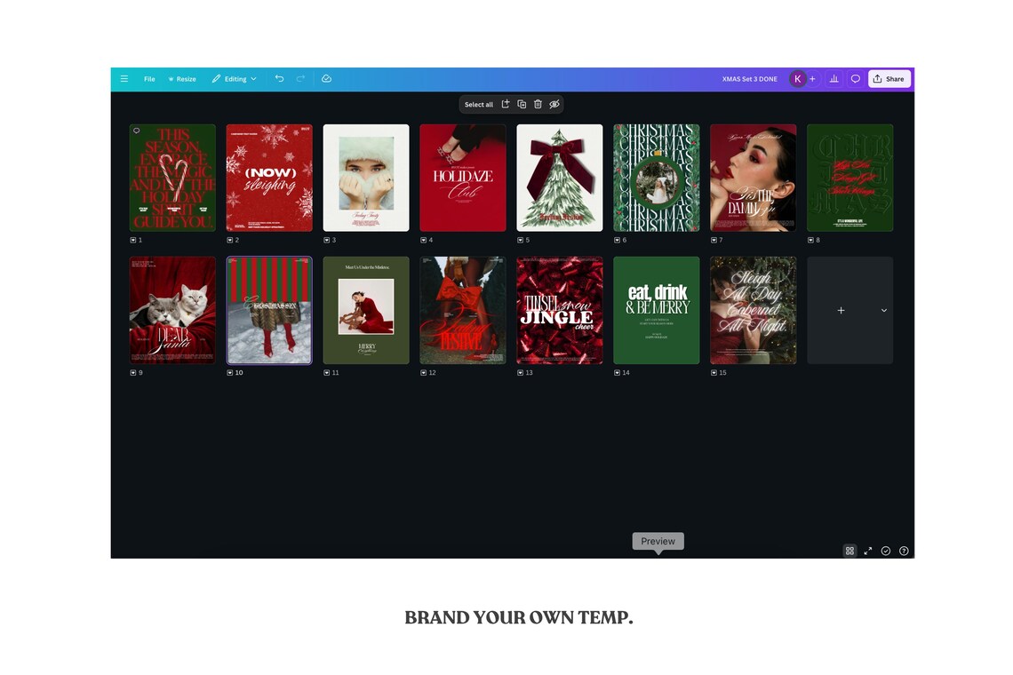 Christmas Instagram Templates: Canva Social Media Set, Editorial ...