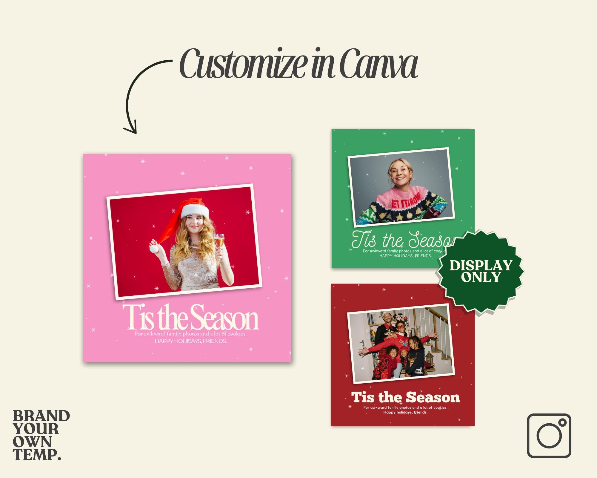 XMAS Christmas Instagram Canva Templates - Festive Social Media Post ...