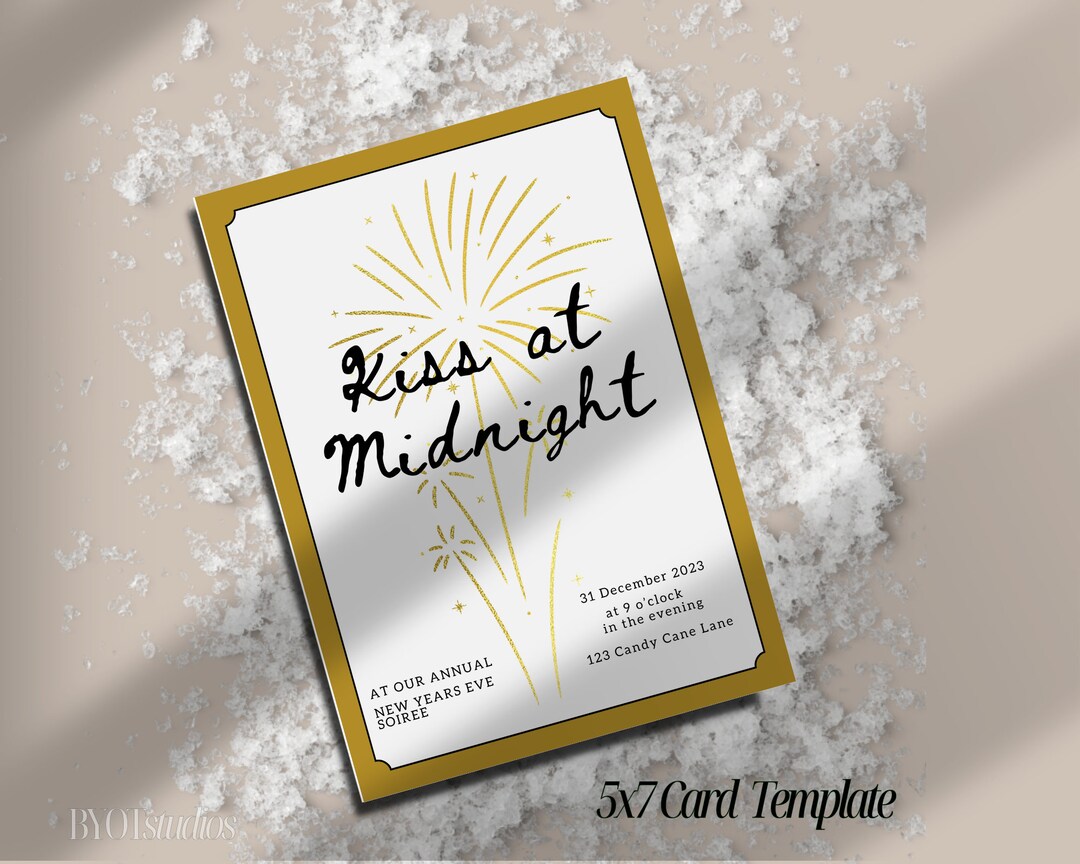 Kiss at Midnight New Year's Eve Party Festive Invitation - Etsy