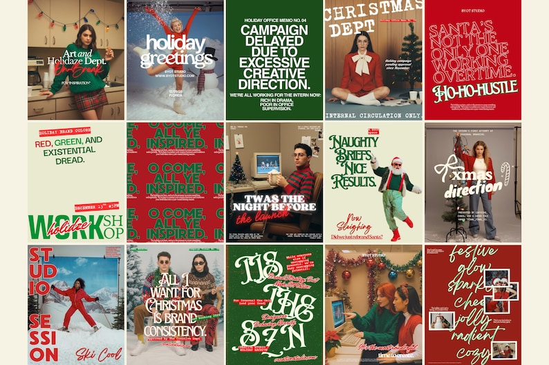 Retro Christmas Canva Templates, Holiday Social Media Posts (digital ...