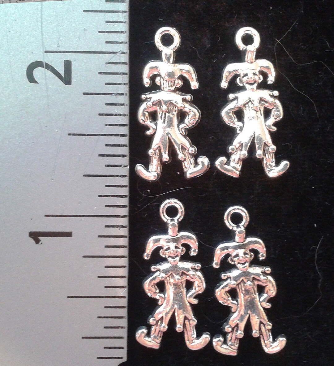 6 JESTER CHARMS. Mardi Gras, Antique Silver Plated. 3 Pairs. - Etsy