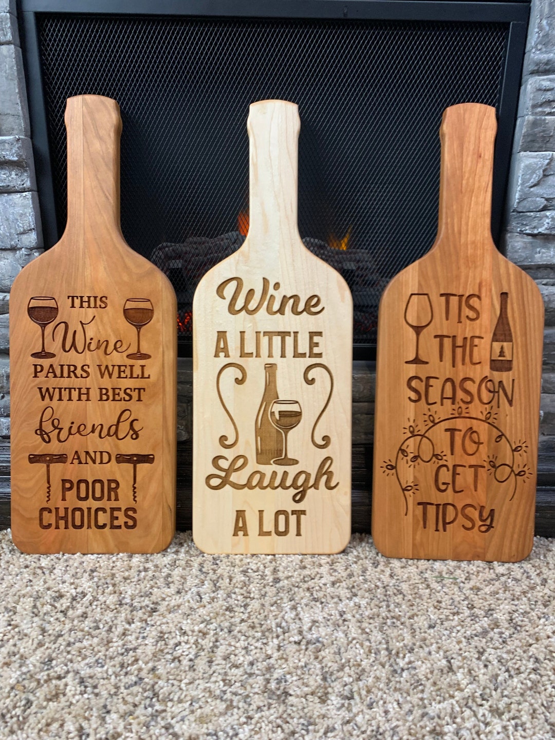 Wine Bottle Shaped Cutting Board - Etsy