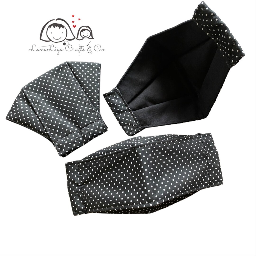 3D Origami Reusable Face Mask - Polka Dot Black - Etsy
