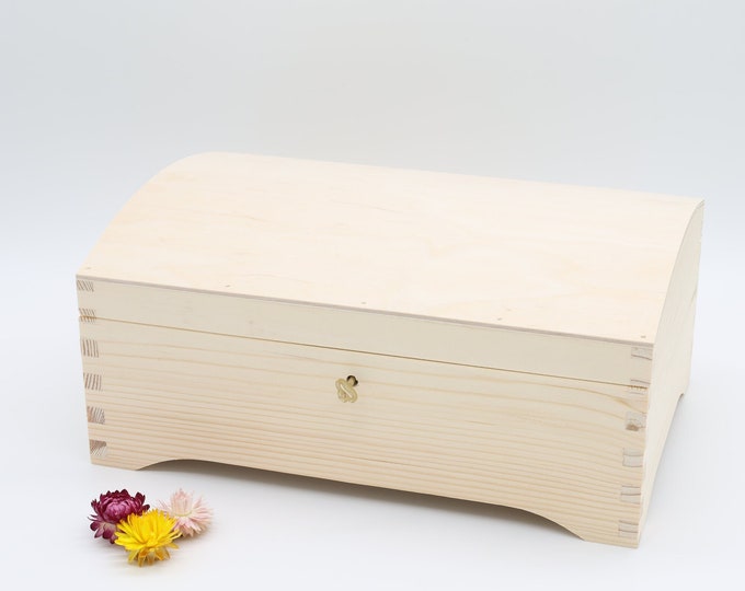 Wooden Chest With Key | Unfinished Wooden Treasure Box With Key | Pine ...