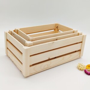 Set of 3 Slatted Crates | Wooden Storage Crate | Unfinished Wooden ...