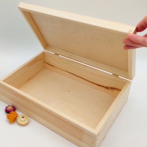 Wooden Storage Box With Handles Unfinished Wood Box - Etsy