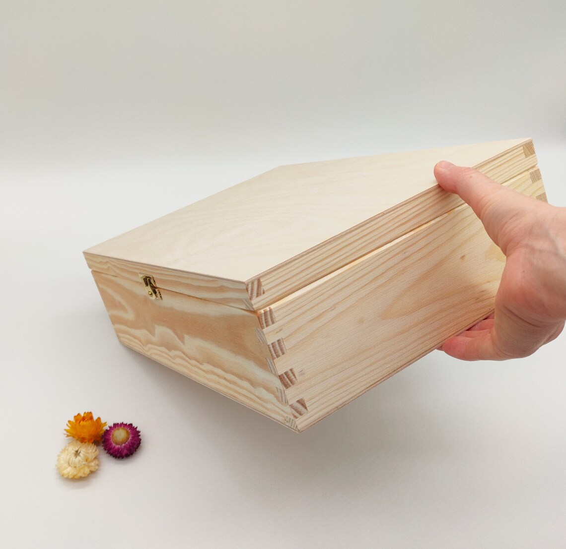 Large Wooden Box With a Latch Storage Box Box for - Etsy