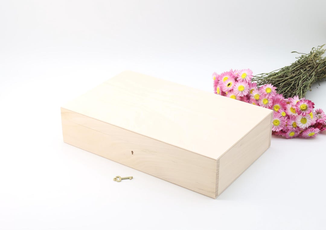 Wooden Box With Key Unfinished Box With Lock Key Keepsake Box Jewelry ...