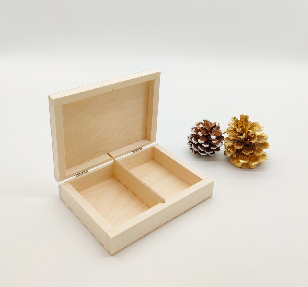 Wooden Box for Cards Small Wooden Box Wooden Box With Two Compartments ...