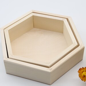 Wooden Shadow Box Hexagon Wooden Craft Box Unfinished Wooden Frame ...