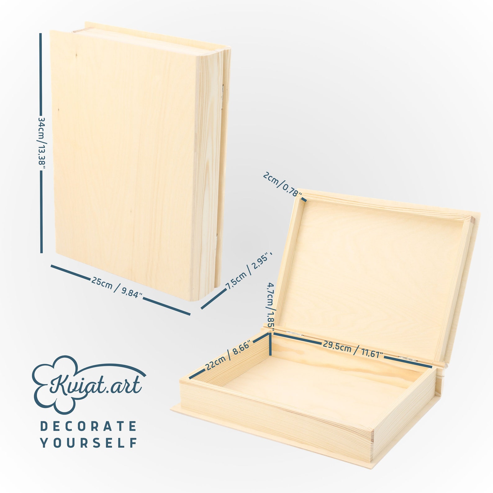 Large Wooden Book Box | Unfinished Wood Box | Book Lover Gift Box ...