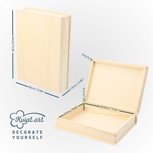 Large Wooden Book Box | Unfinished Wood Box | Book Lover Gift Box ...