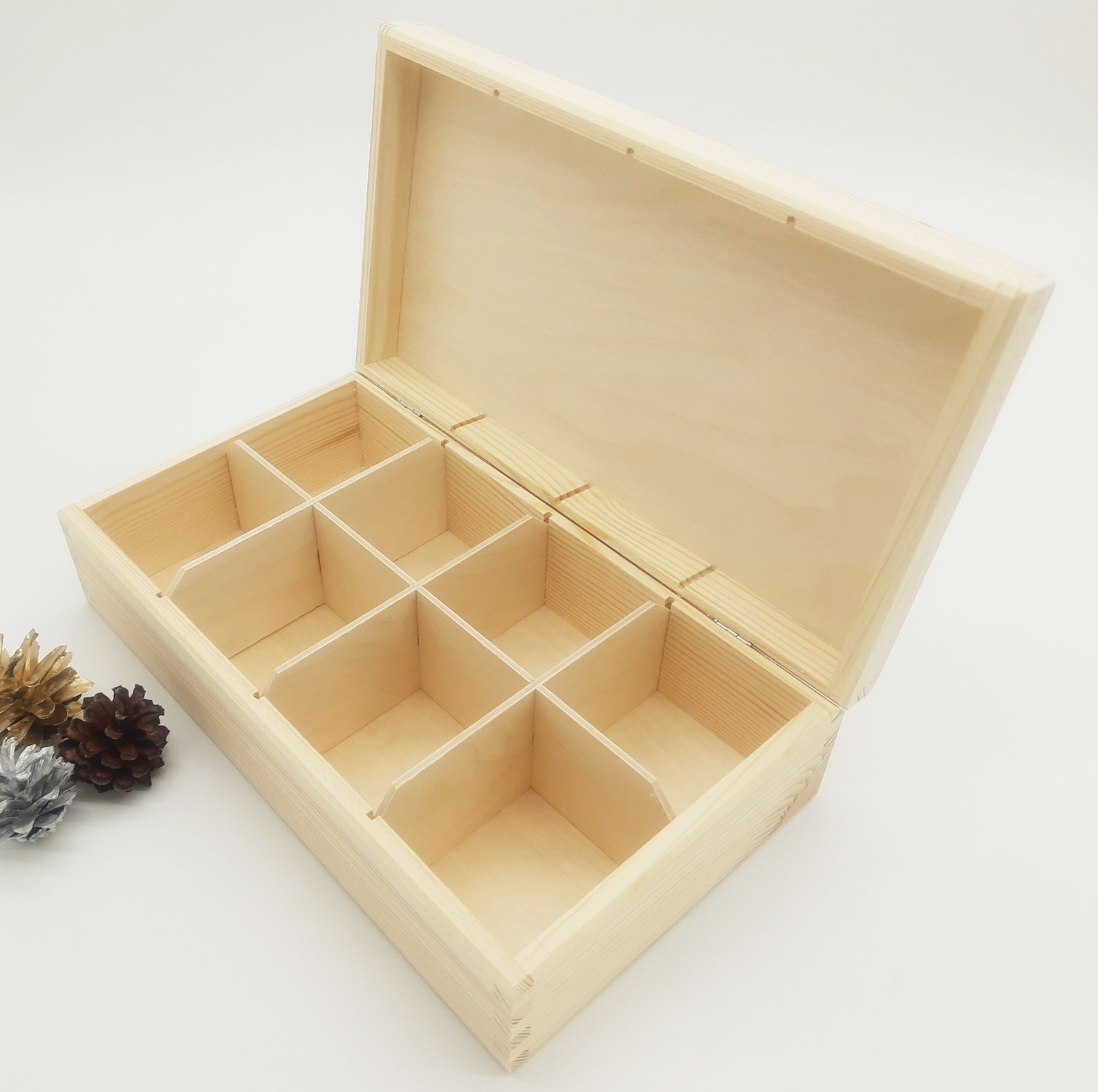 Wooden Tea Bag Box With 8 Compartments Wooden Storage Box | Etsy