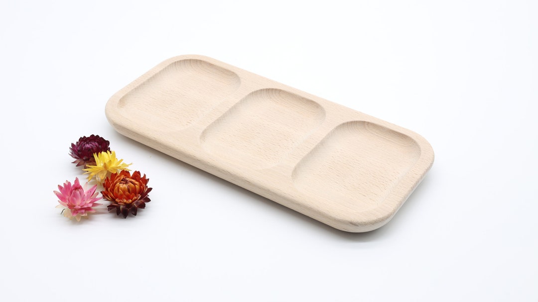 Catchall Tray | Wood Tray With Compartments | Unfinished Beech Wood ...