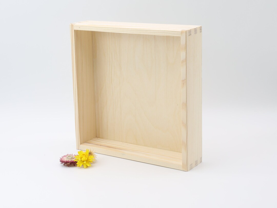 Wooden Shadow Box | Unfinished Wooden Organizer | Trinkets Storage ...