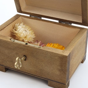 Small Wooden Box With Key in Oak/teak/venge Color | Wood Treasure Chest ...