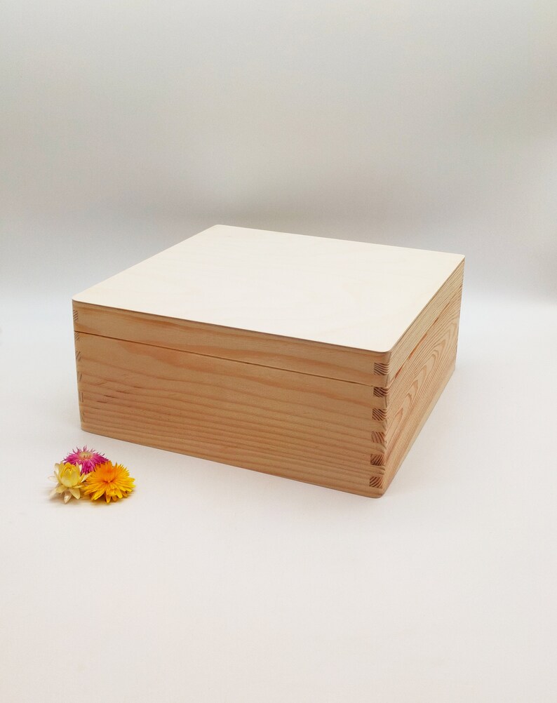 Wooden Square Box Unfinished Wood Box Wedding Chest - Etsy