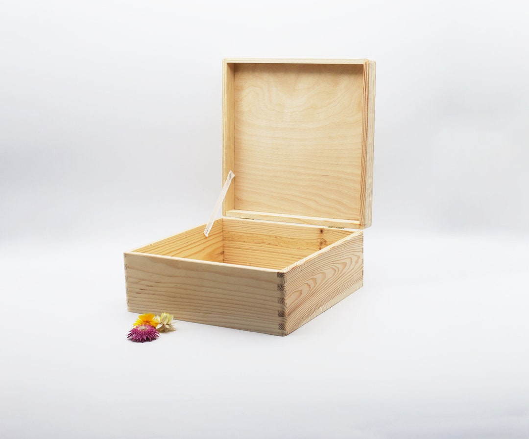Wooden Square Box | Unfinished Wood Box | Wooden Chest | Wooden Box ...