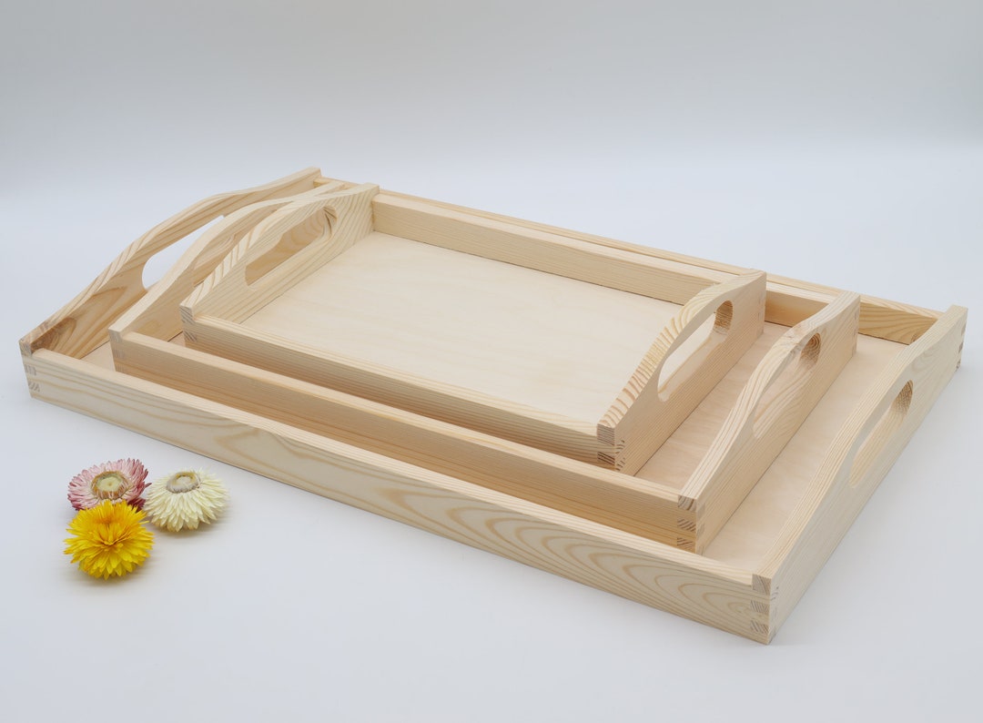 Wooden Tray With Handles | Unfinished Wooden Tray | Serving Tray ...