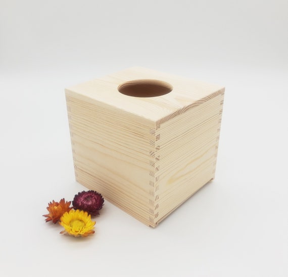 Square Tissue Box Cover Wooden Tissue Box Unfinished | Etsy