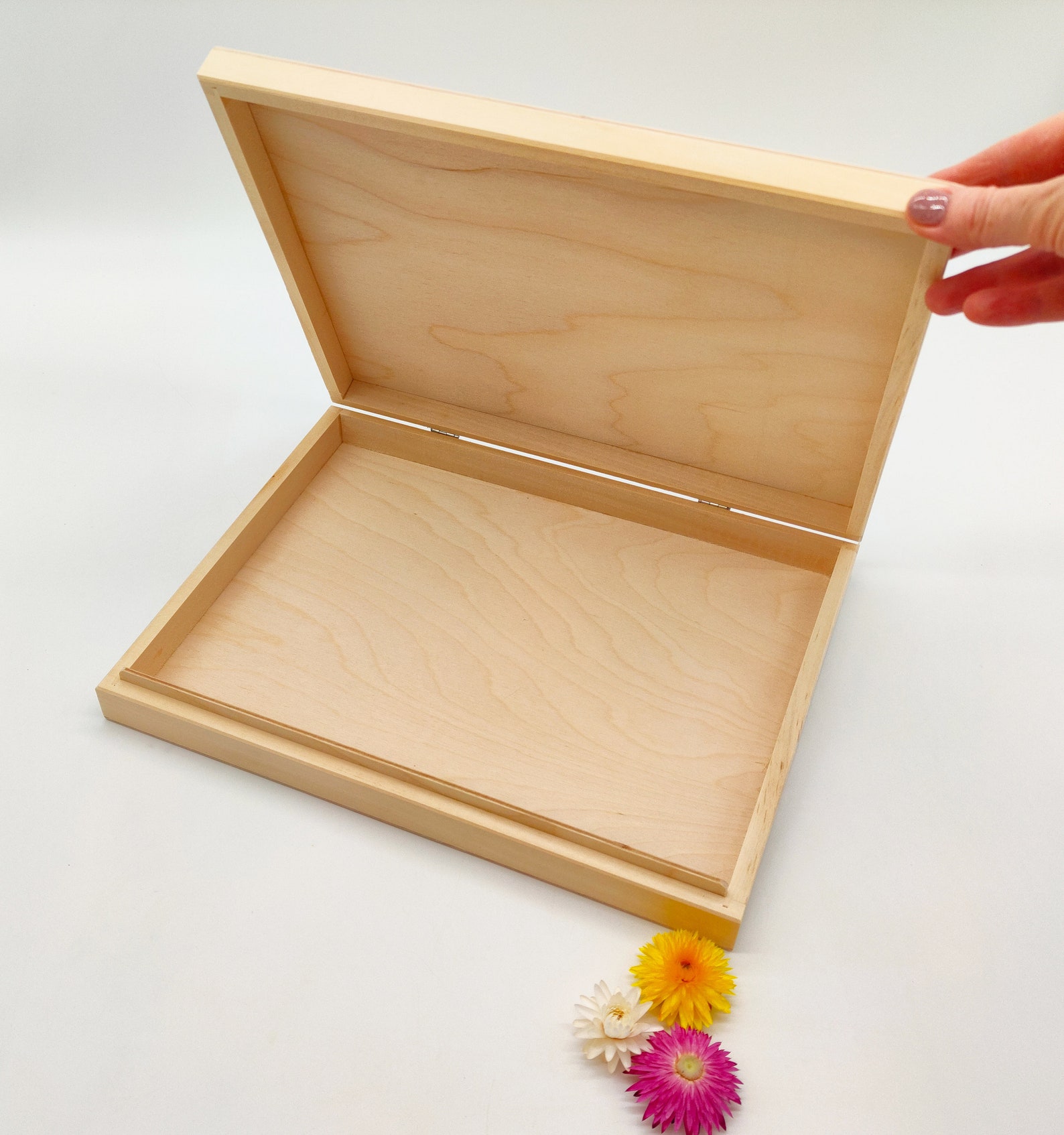 A4 Size Unfinished Wood Box Large Wooden Box Wooden - Etsy
