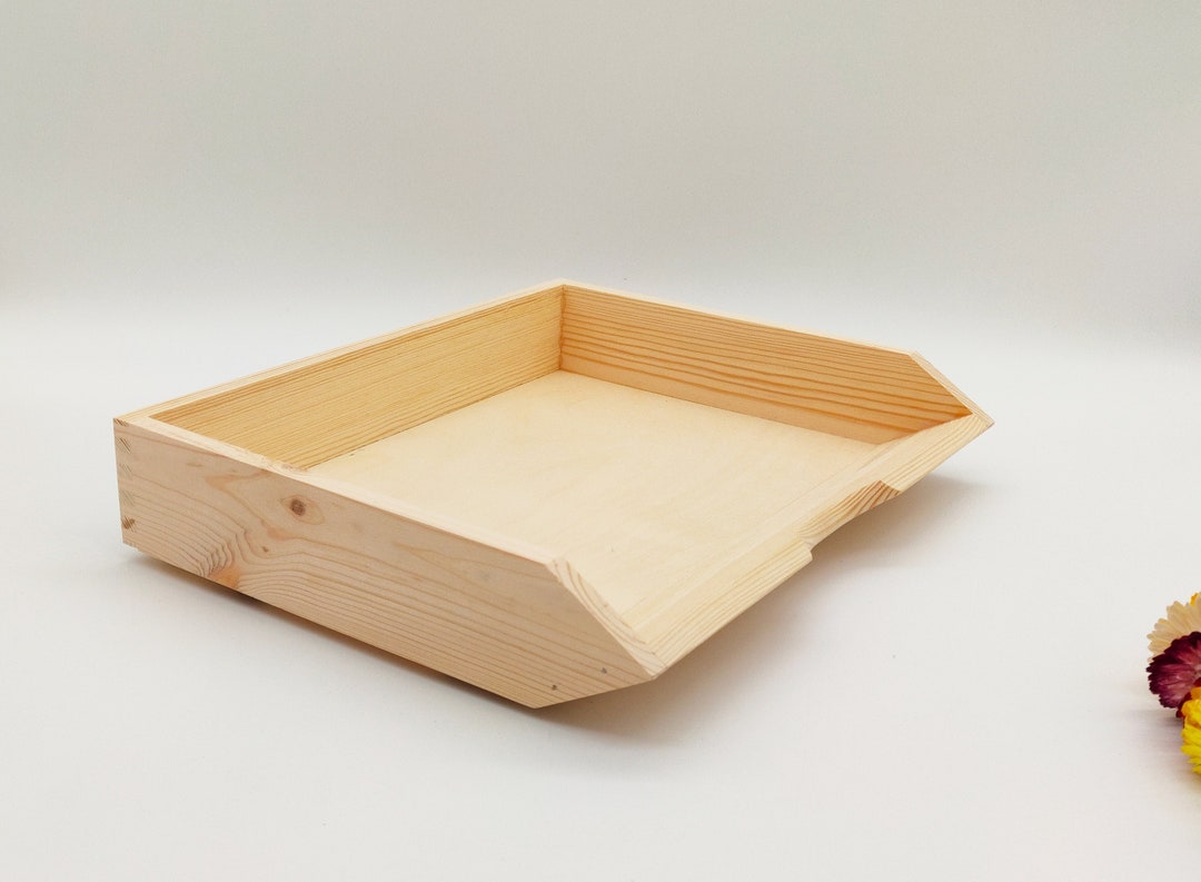 Office Desk Organizer | Wooden Documents Tray | Stacked A4 Paper Tray ...