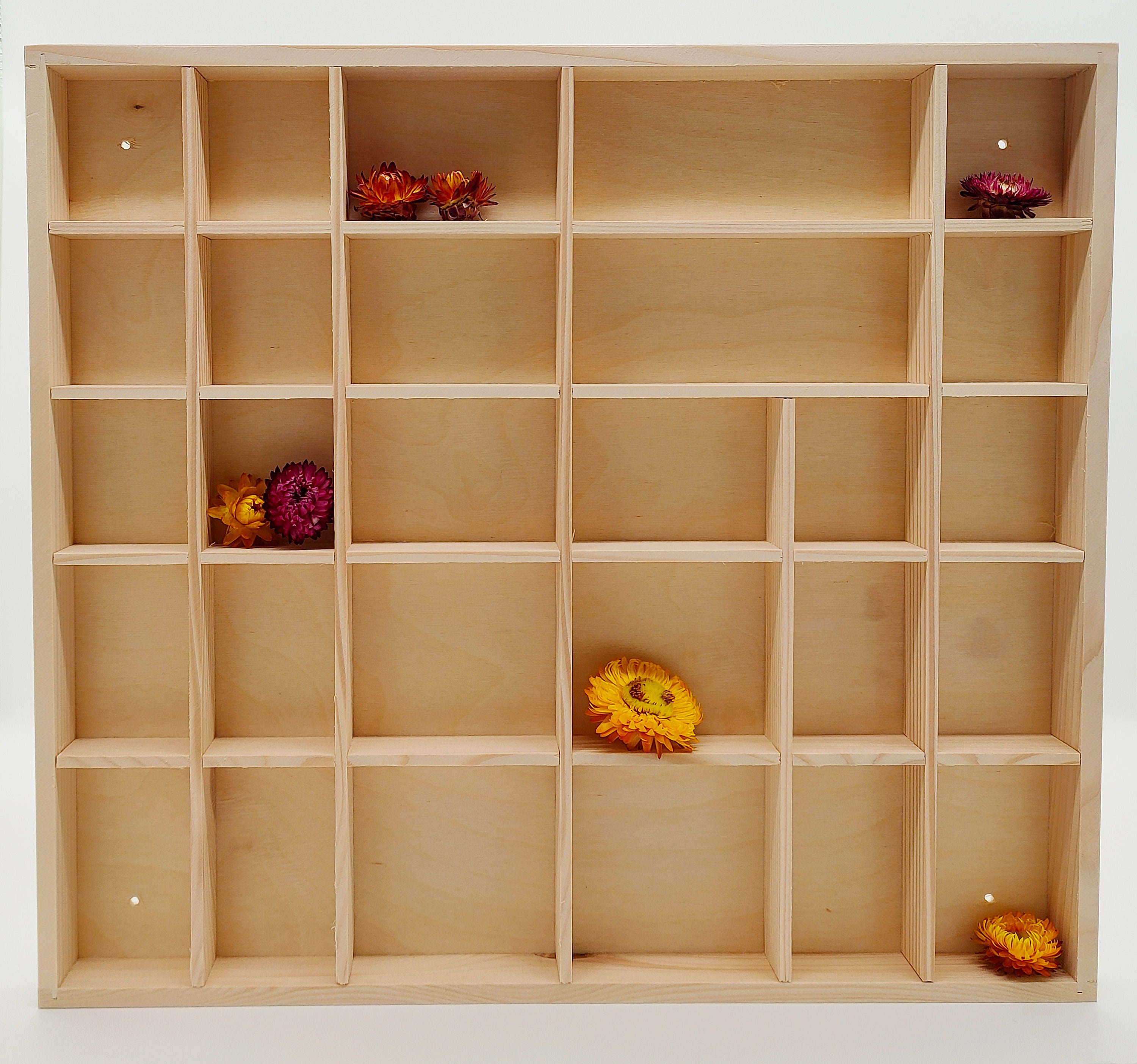 Shadowbox Unfinished Wooden Display With 28 Compartments - Etsy
