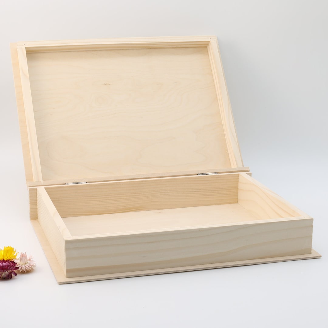 Large Wooden Book Box | Unfinished Wood Box | Book Lover Gift Box ...