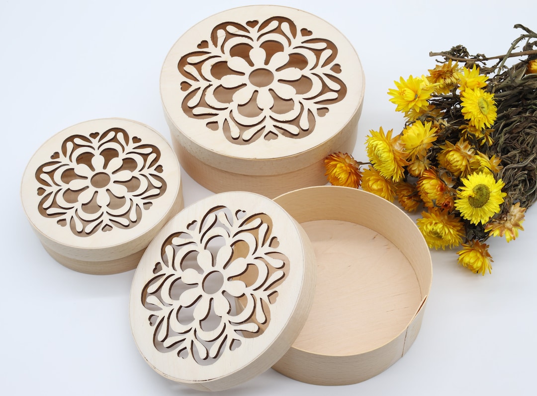 Bentwood Box | Round Wooden Box With Lid | Unfinished Nesting Bentwood ...