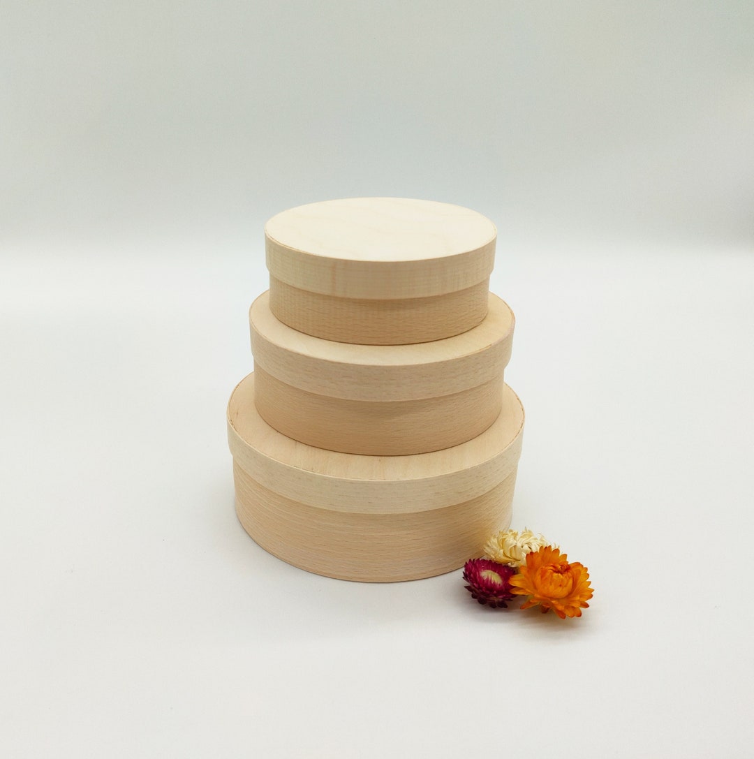 Bentwood Box | Nesting Round Wooden Box With Lid | Unfinished Shaker ...
