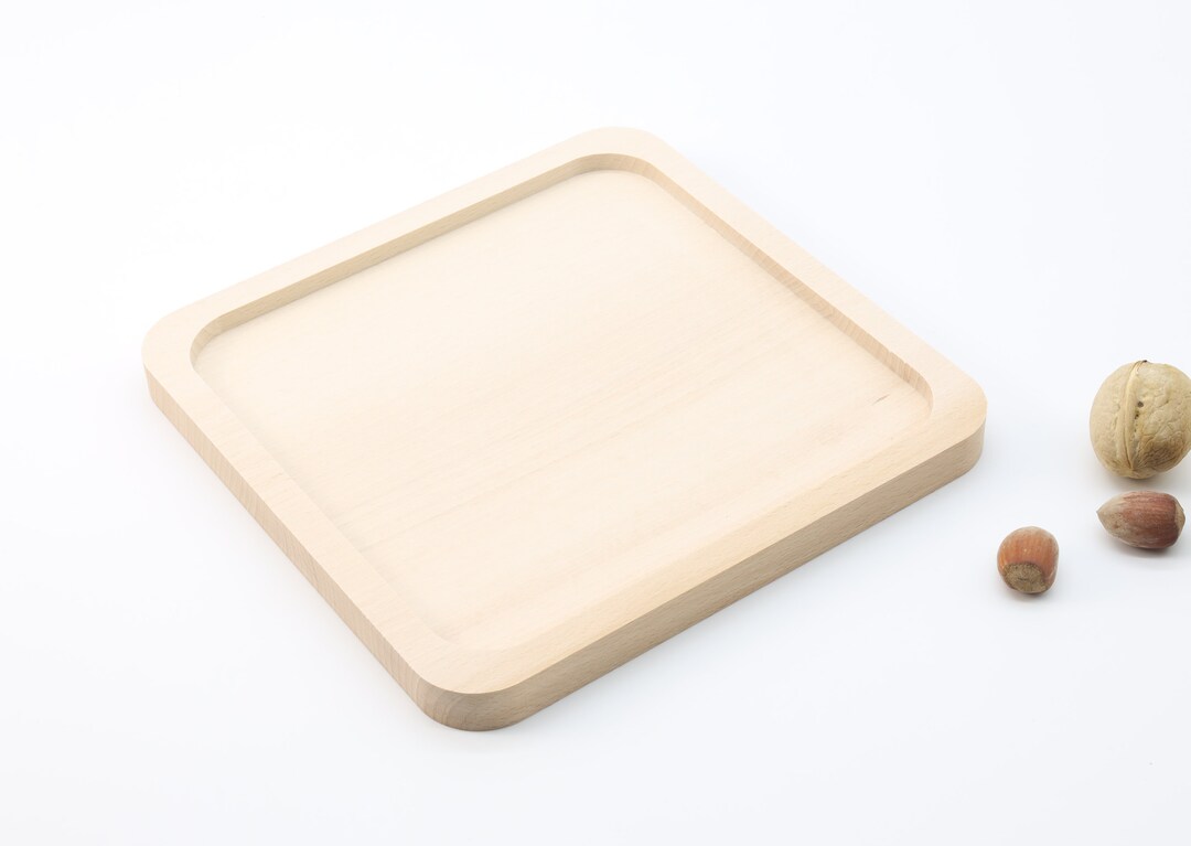 Square Wooden Tray Unfinished Beech Wood Plate Home Decor Serving Tray ...