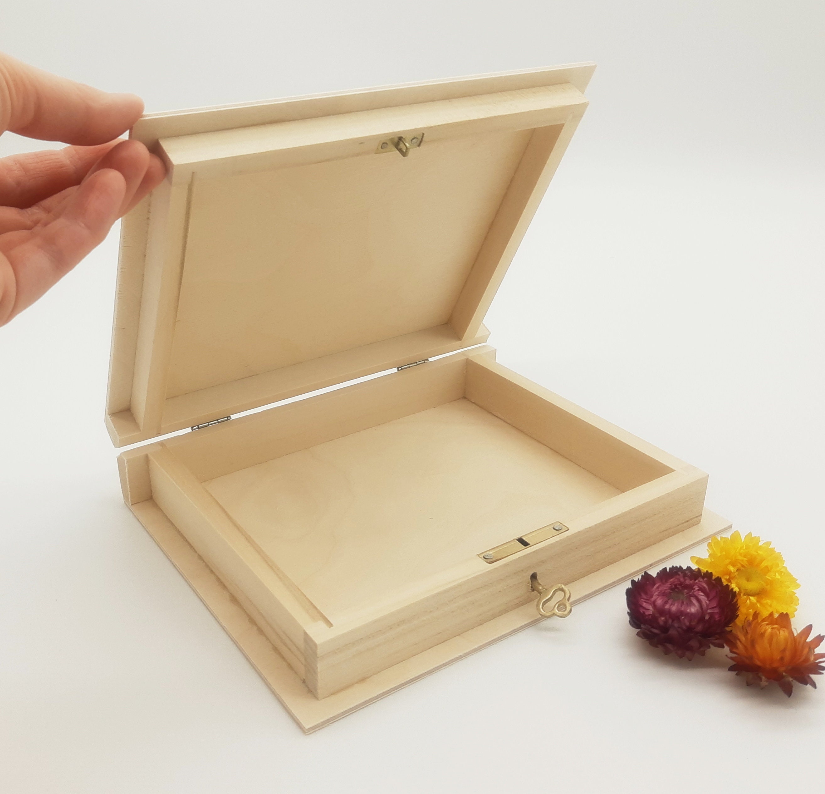 Wooden Book Box With Key Book Lover Gift Box Unfinished - Etsy