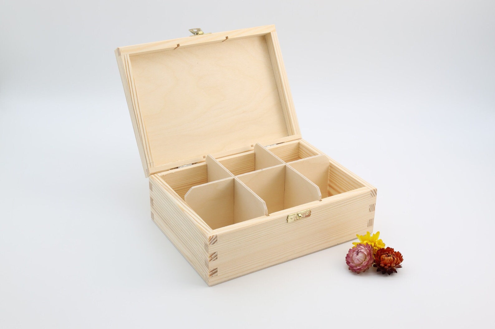 Wooden Tea Box With Latch | Unfinished Wooden Tea Bag Box | 6 ...