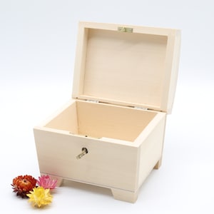 Wooden Box With Key | Unfinished Wood Treasure Chest With Lock Key ...