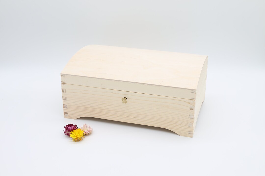Wooden Chest With Key | Unfinished Wooden Treasure Box With Key | Pine ...