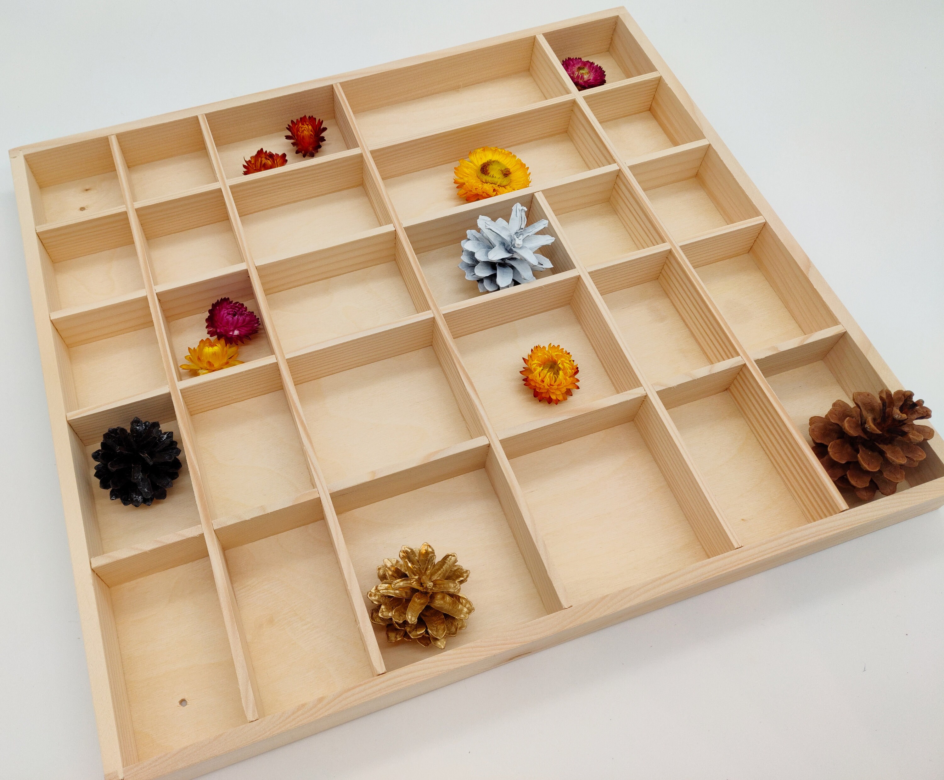 Shadowbox Unfinished Wooden Display With 28 Compartments - Etsy