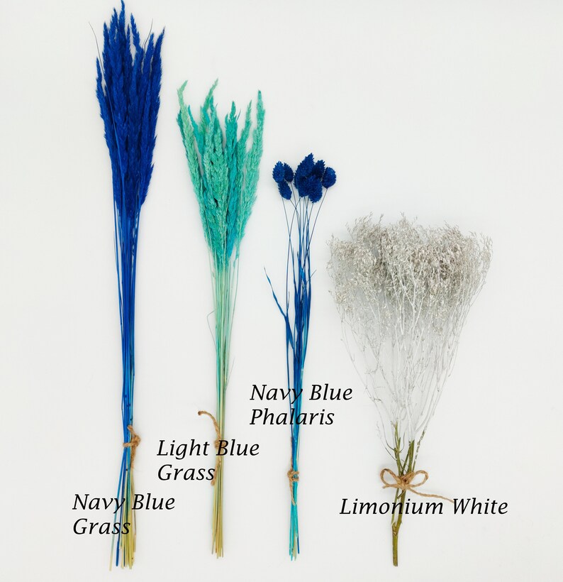 Blue Dried Flowers DIY Dried Flower Bouquet Create Your | Etsy