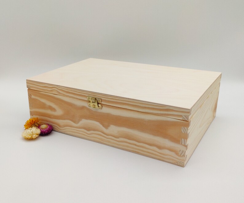 Large Wooden Box With a Latch Storage Box Box for - Etsy