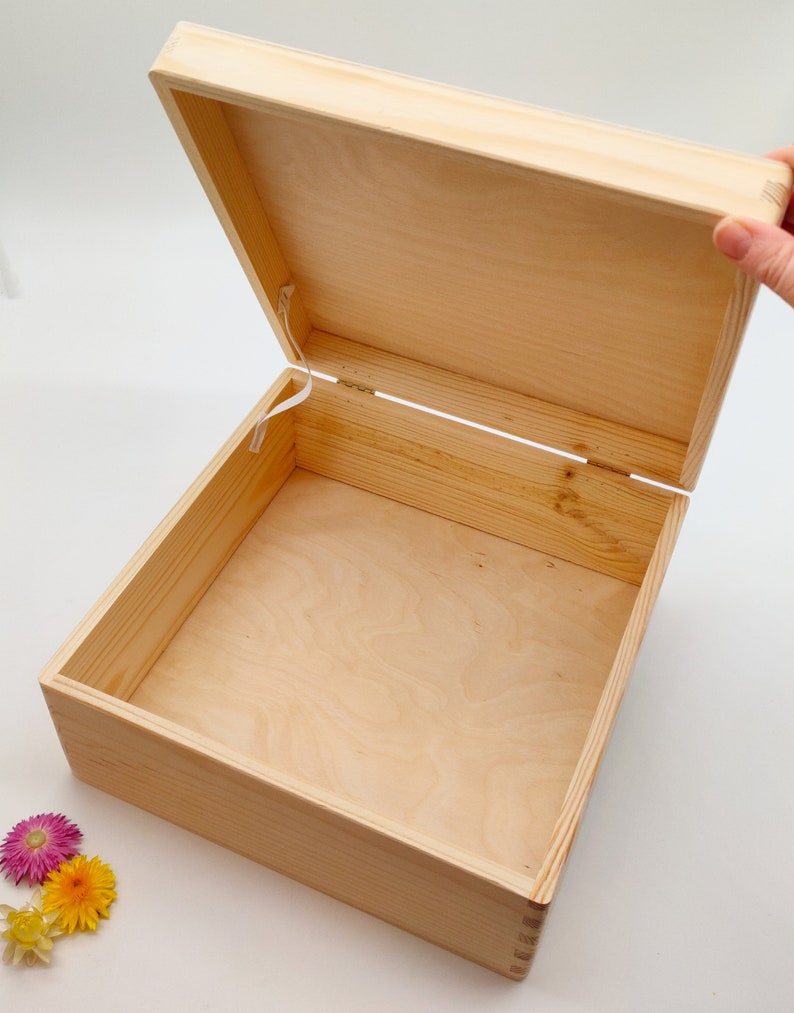 Wooden Square Box Unfinished Wood Box Wedding Chest - Etsy