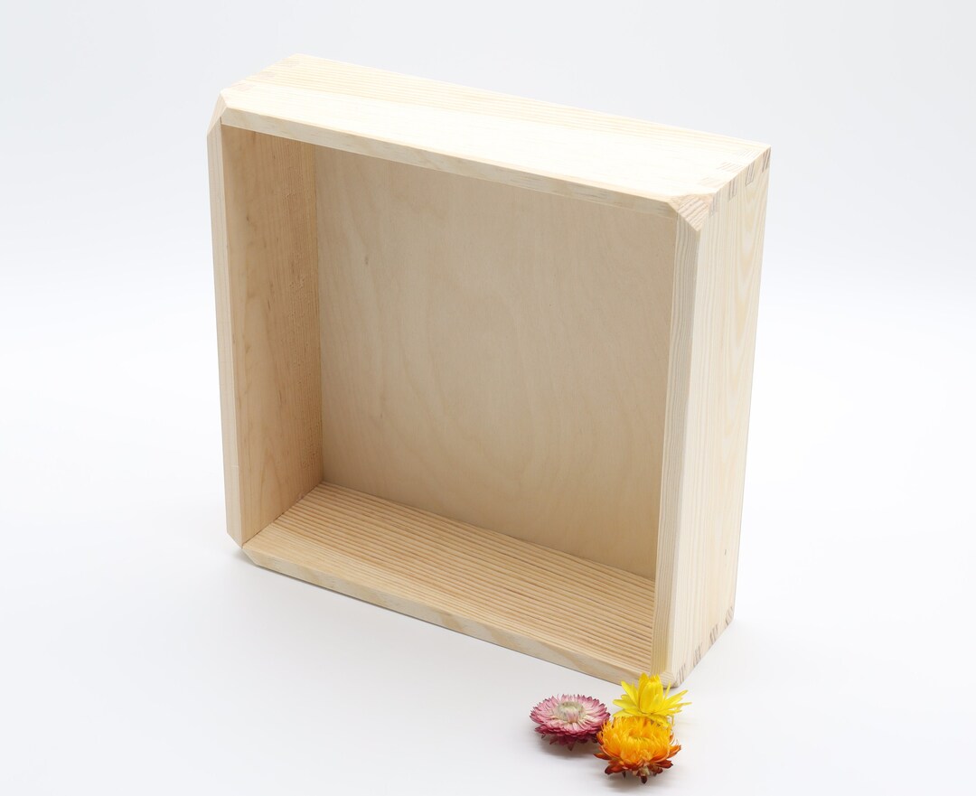 Wooden Shadow Box | Unfinished Wooden Organizer | Trinkets Storage ...