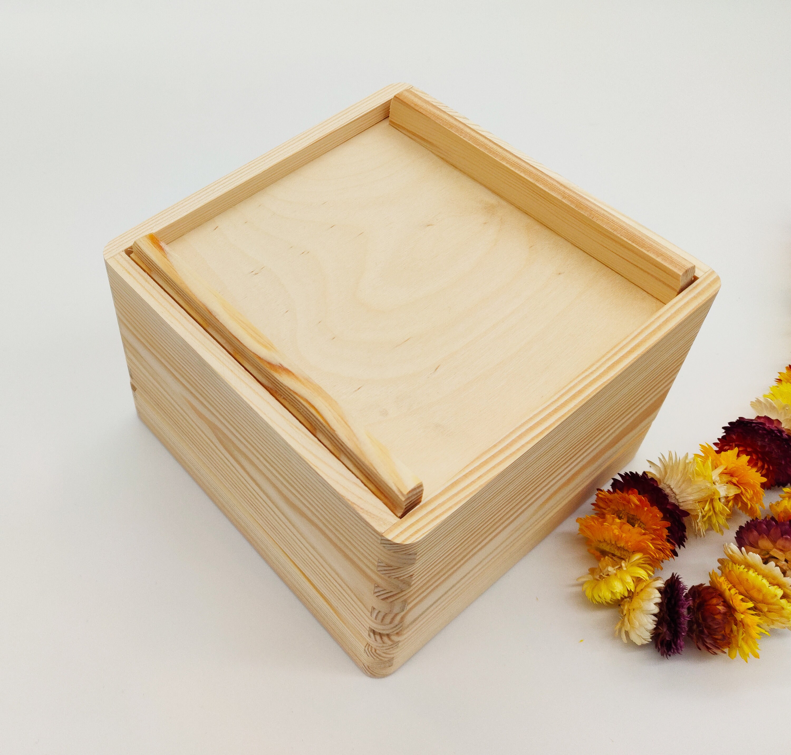 Wooden Square Box | Unfinished Wood Box | Wooden Chest | Jewelry Box ...