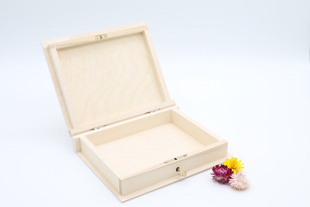 Wooden Book Box With Key | Book Lover Gift Box | Unfinished Book Box ...