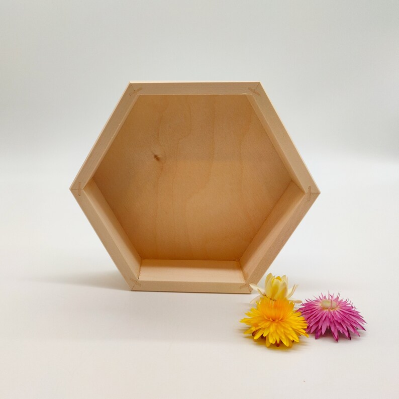 Wooden Shadow Box Hexagon Wooden Craft Box Unfinished - Etsy
