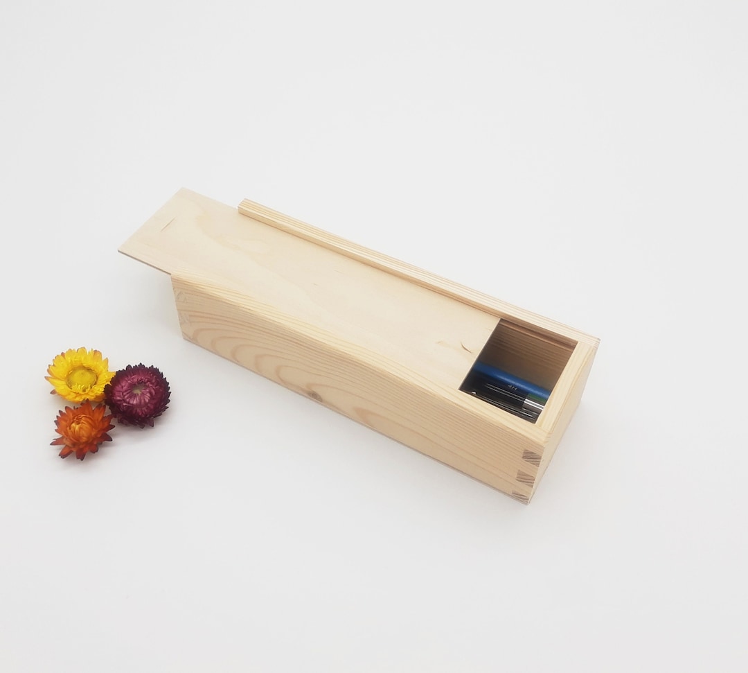 Wooden Pencil Case With a Sliding Lid | Wooden Pen and Pencil Box ...