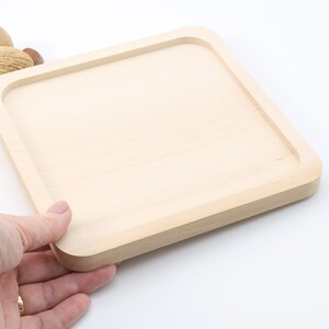 Square Wooden Tray | Unfinished Beech Wood Plate | Home Decor | Serving ...