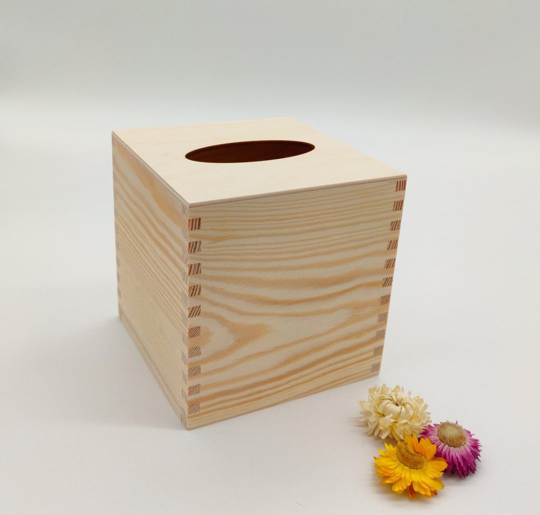 Square Tissue Box Cover Wooden Tissue Box Unfinished - Etsy